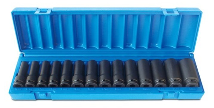 14 Pieces 1/2 Drive 6-Point Metric Deep Socket Set