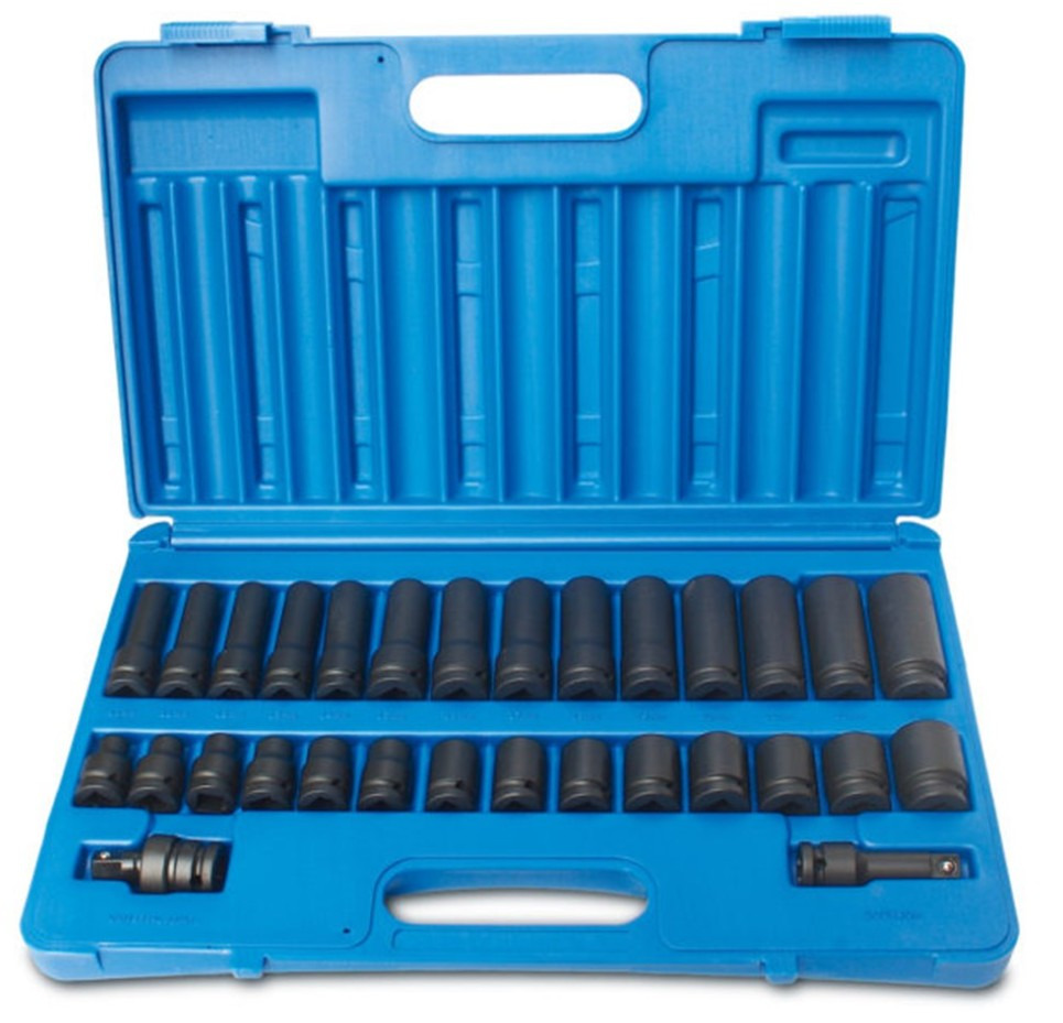 Action Impact Socket Set 1/2" Drive 30 Piece 6-Point Metric Std/Deep