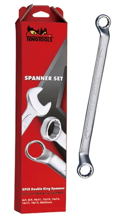 TENG DOUBLE RING SPANNER SET, 8PCE, METRIC