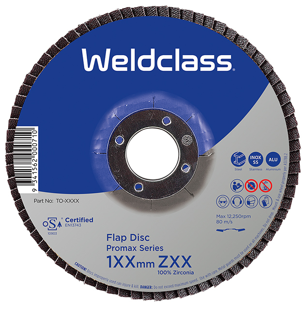 Weldclass PROMAX Inox Flap Disc (100% Zirconia), Pack of 10