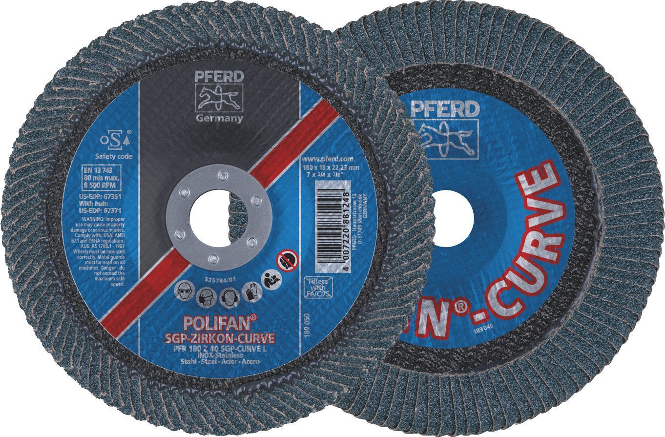 POLIFAN FLAP DISC SGP ZIRCONIA - STEEL / INOX - CURVE